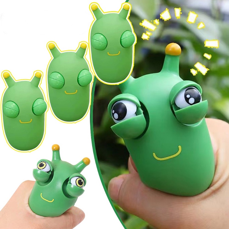 Squeeze Eye Popping Flippy Squeeze Toys Green Worm Stress Reliever ...