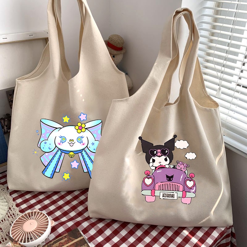 Kuromi Cinnamoroll Pattern Fashion Women's Shoulder Bag Canvas Bag ...