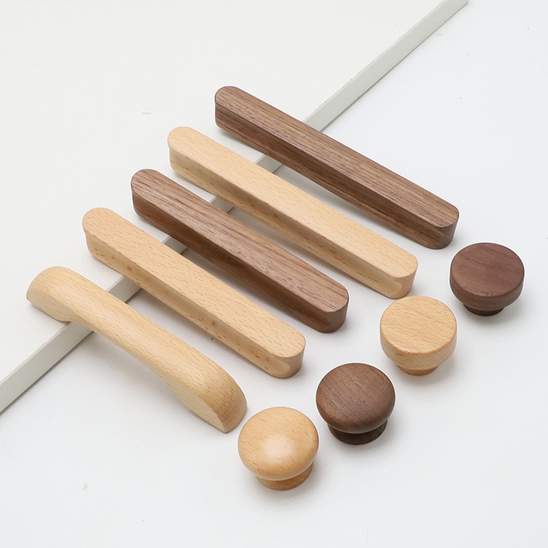 Wooden Handle Cabinet Wardrobe Door Handle Beech Wood Black Walnut ...