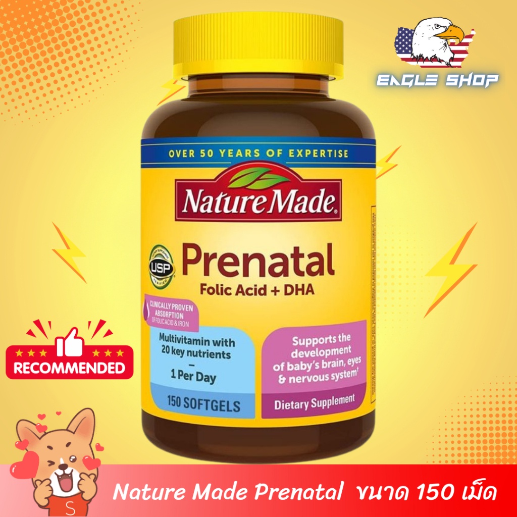 Exp.2026 New Label Nature Made Prenatal Folic Acid + DHA Multivitamin ...