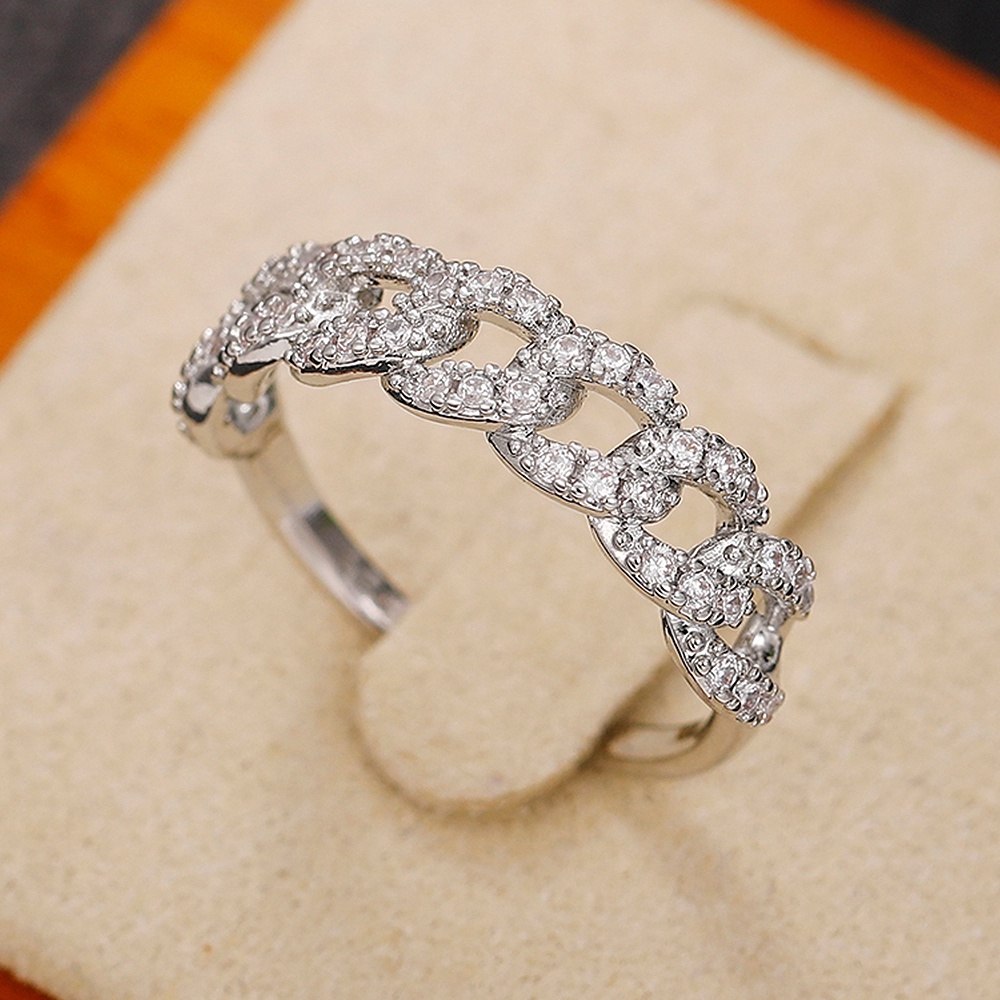 925 Sterling Silver Bling Bling Link Design Wedding Rings for Women ...