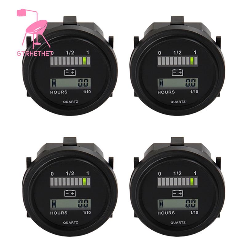 4X LED with Hour Meter Round Battery Indicator Meter Gauge 12/24V 36V ...