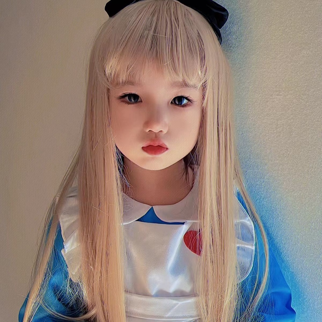 Children Fake Hair Female Long Baby Air Bangs cos Universal Straight ...