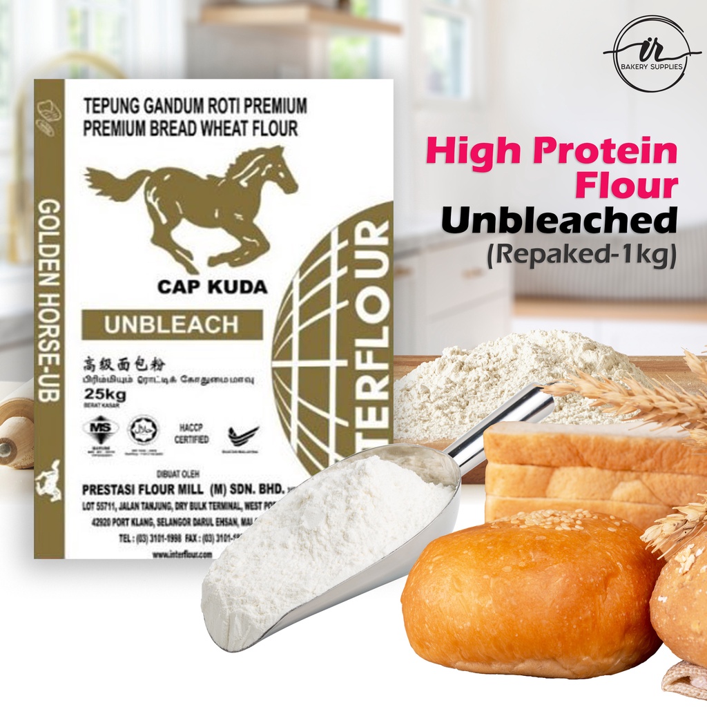 [1kg] Premium High Protein Bread Flour (Unbleached) - Golden Horse ...