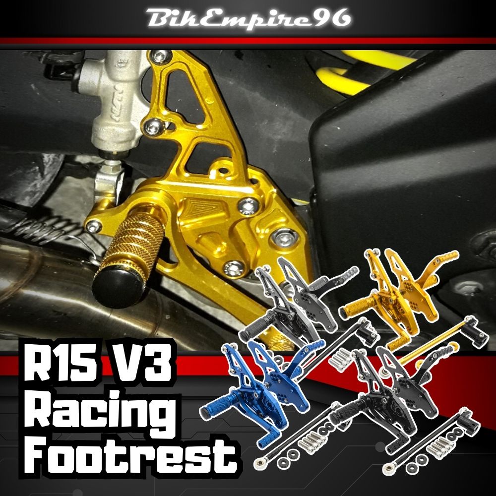 Yamaha R15 V3 Racing Footrest Solid Aluminum CNC Sturdy Adjustable Rear ...