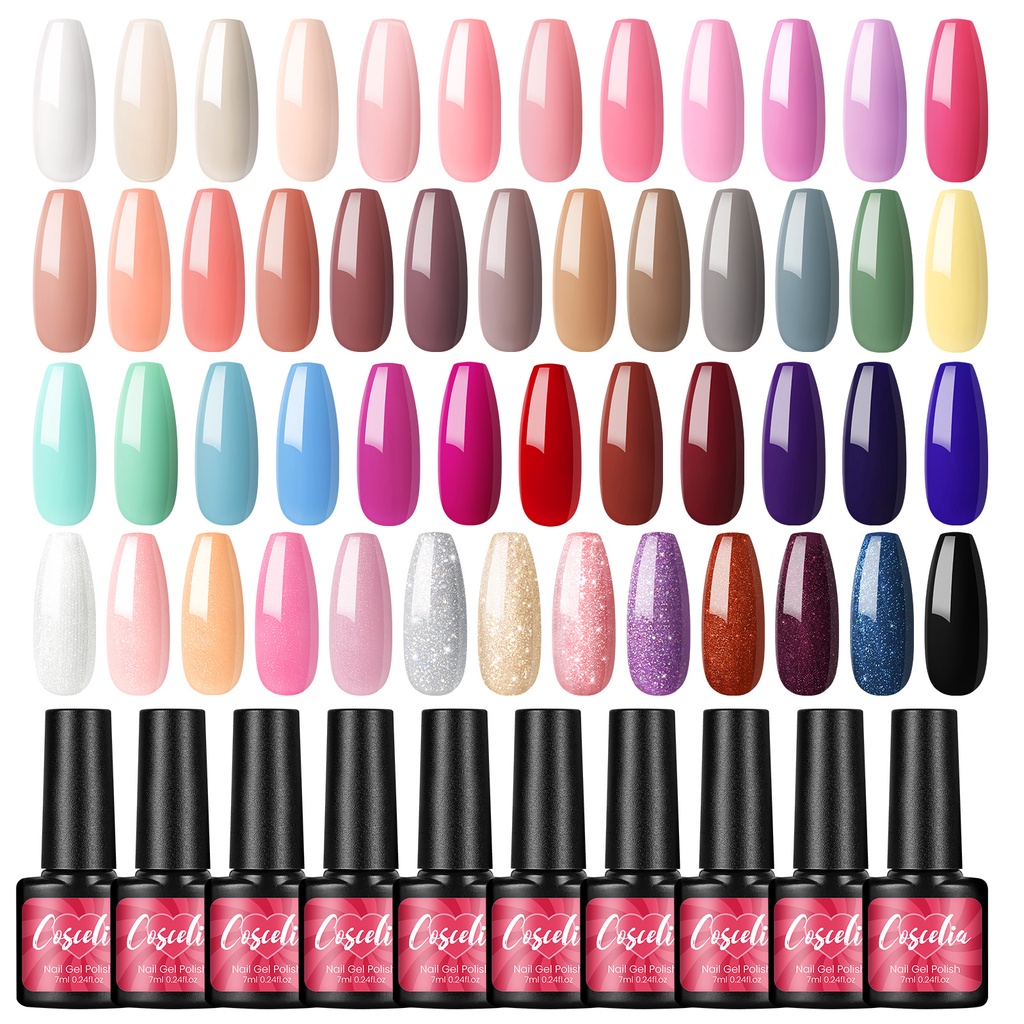 COSCELIA 7ml Nail Gel Polish Kit Need Lamp Soak Off UV LED Semi ...