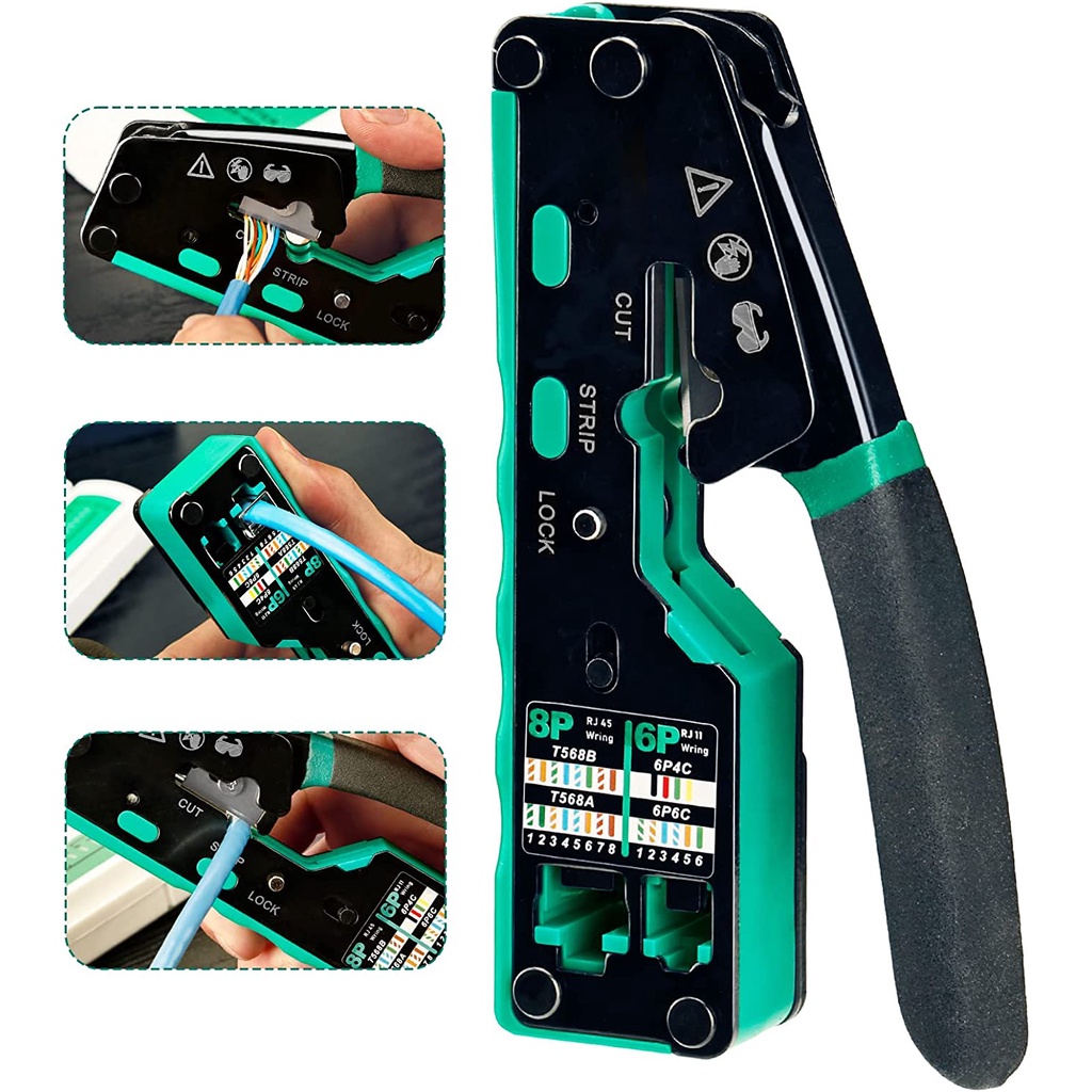 ZoeRax RJ45 Crimp Tool Kit Pass Through Cat6 Crimping Tool For Cat5 ...