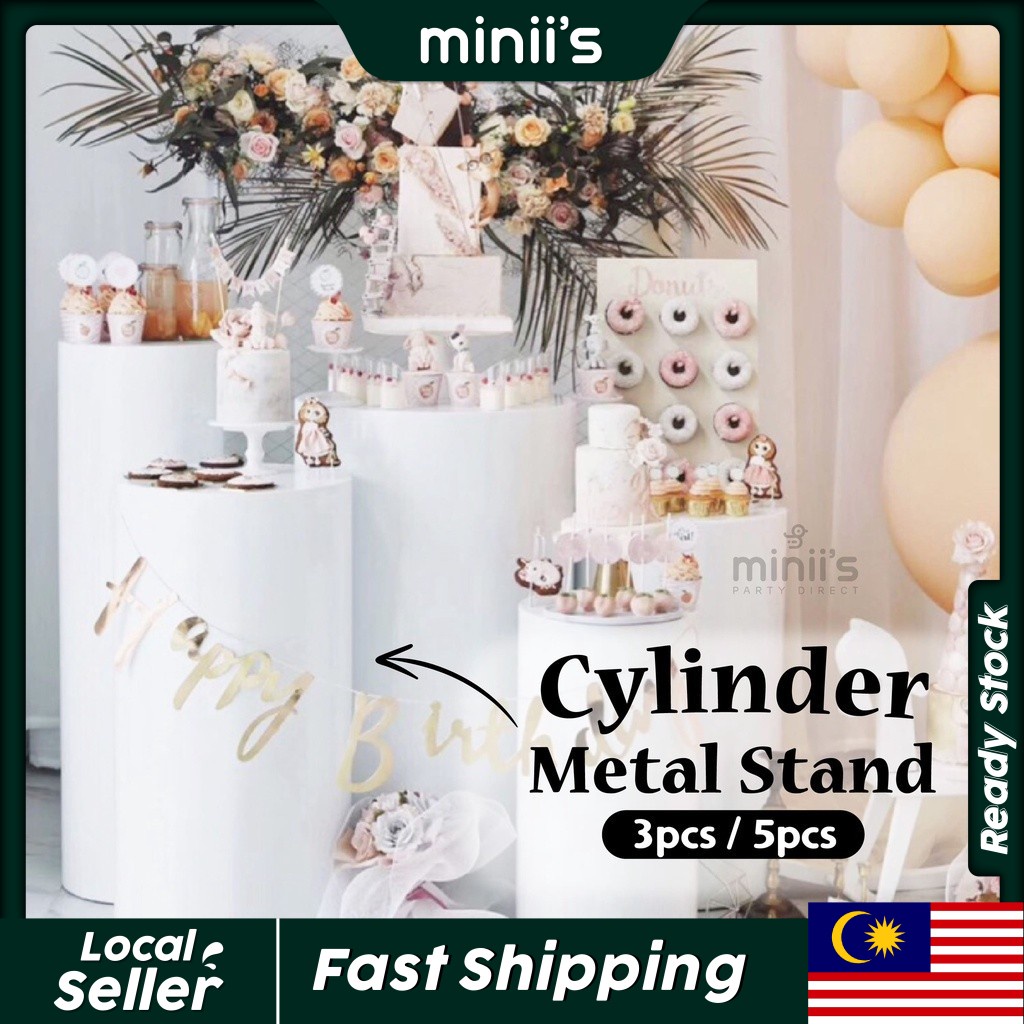 Miniis Round Cylinder Metal Stand Pedestal Stand Set 3 / 5 pcs For ...