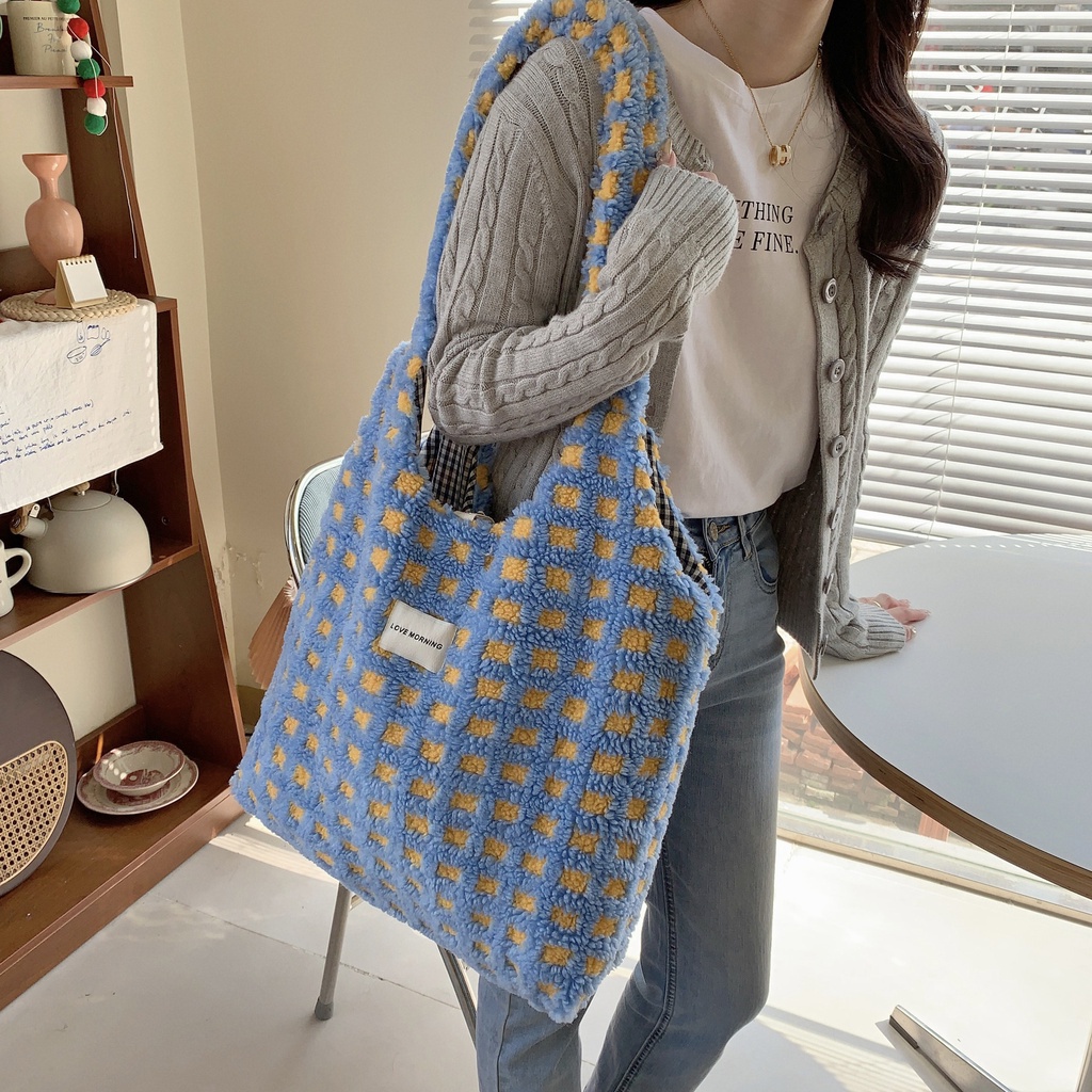 Fuku Studio Sogeul Korean Tote Bag Furry Korean Aesthetic Tote Bag ...