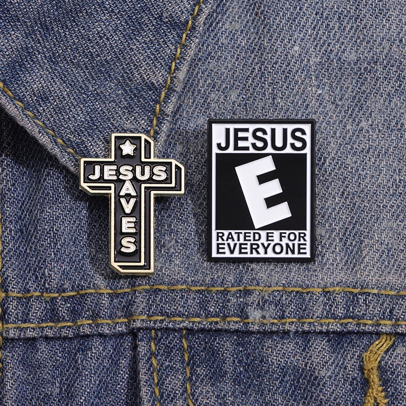 Jesus Saves Enamel Pins Creative I Love Jesus Texts Brooch Lapel Badges ...