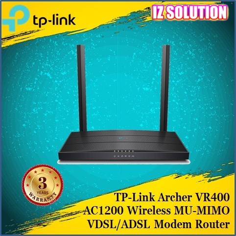 TP-Link Archer VR400 V3 AC1200 Wireless Dual Band OneMesh MU-MIMO VDSL ...