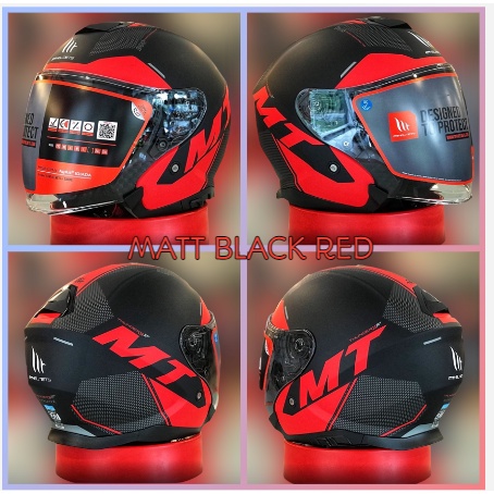 MT HELMET OF504SV THUNDER 3 SV JET DISPLACER B5 MATT. BLACK RED / MT ...