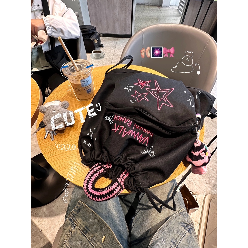 2025 New Style Y2K Fashion Backpack, Drawstring Design Personality Full ...