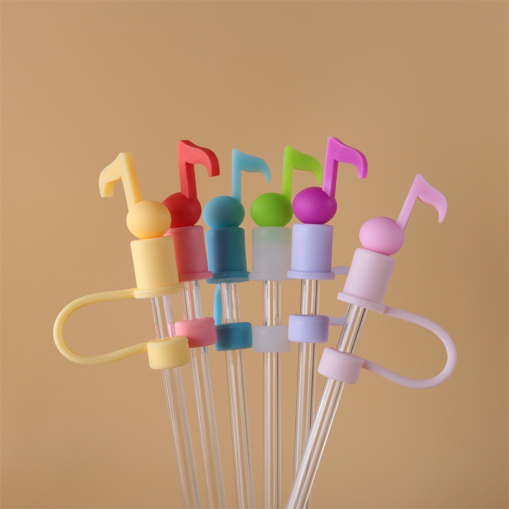 8mm 10mm 12mm Musical notation Straw Cover Reusable Silicone Straw ...