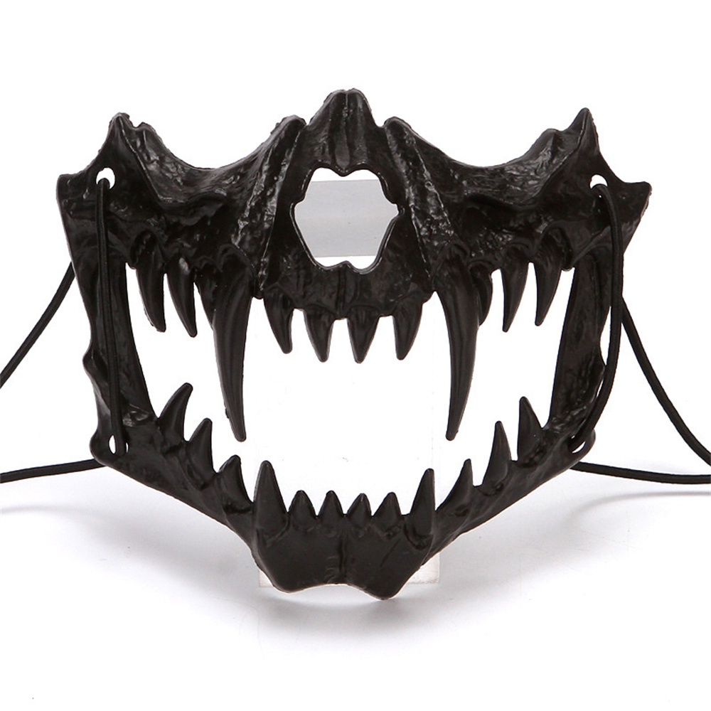 Skull Half Face Mask Cos Props Black White Halloween Dress Men Women ...