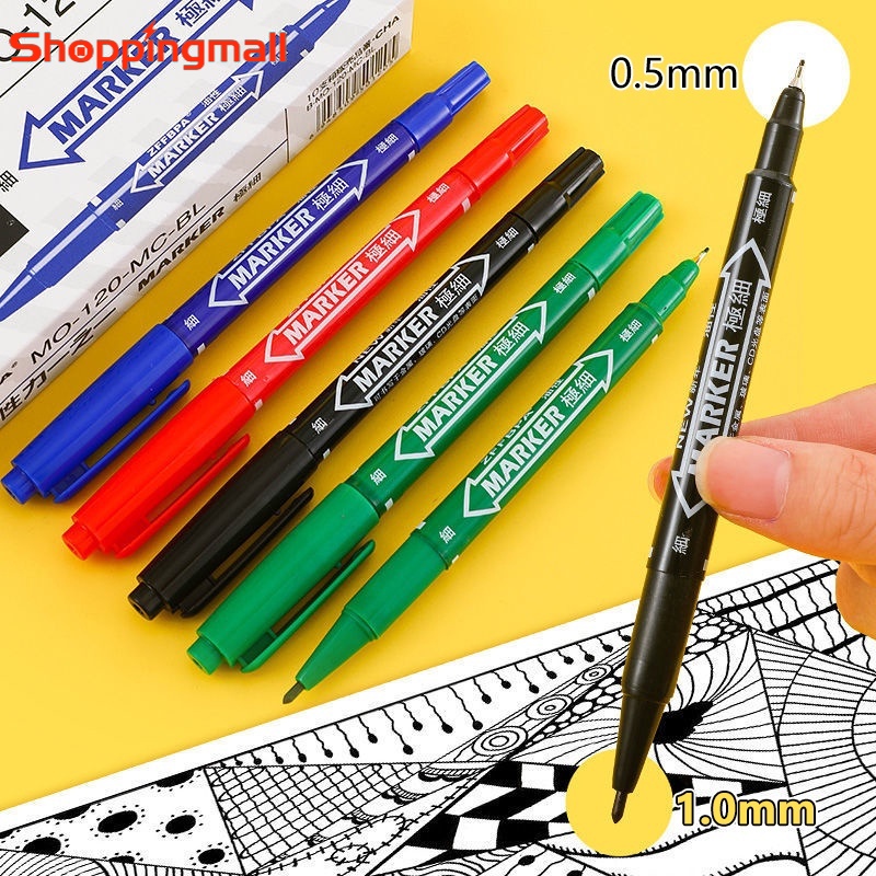 Double Headed Permanent Marker Oil-based Waterproof Marker Pen School ...