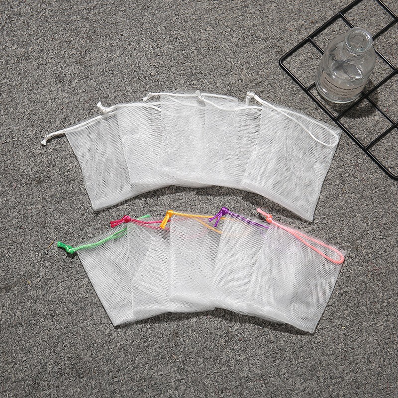 Double Foaming Mesh Handmade Soap Cleansing Foaming Net Drawstring