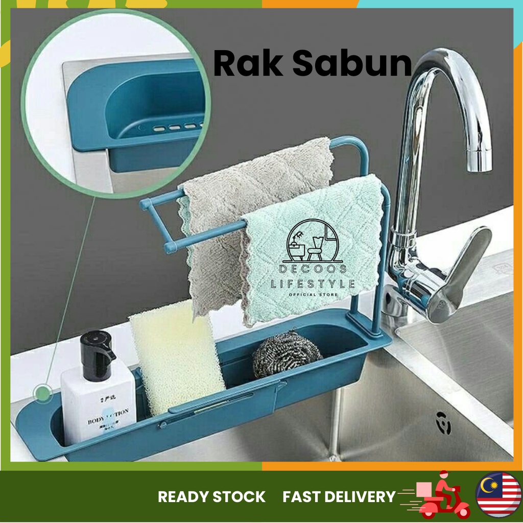 Rak Sabun Dapur Sinki Rak Expandable Adjustable Sink Holder Soap Sponge ...