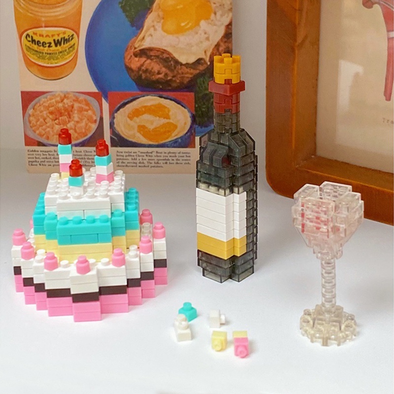 Happy Birthday Cake Building Block Funny DIY Small Particle Toy Desktop ...