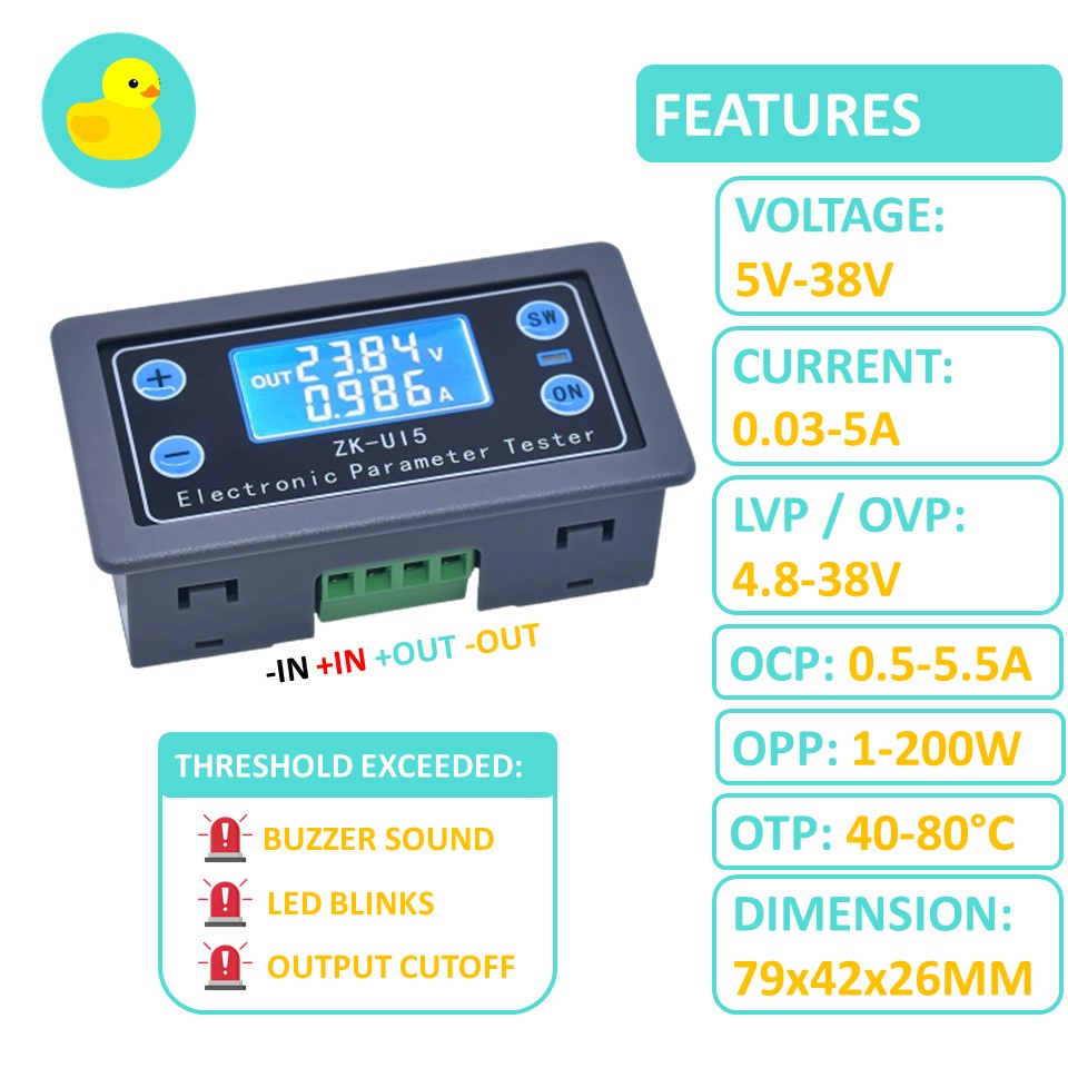ZK-U15 Digital Voltage Voltmeter, Current Ammeter, Amp Hour & Power ...