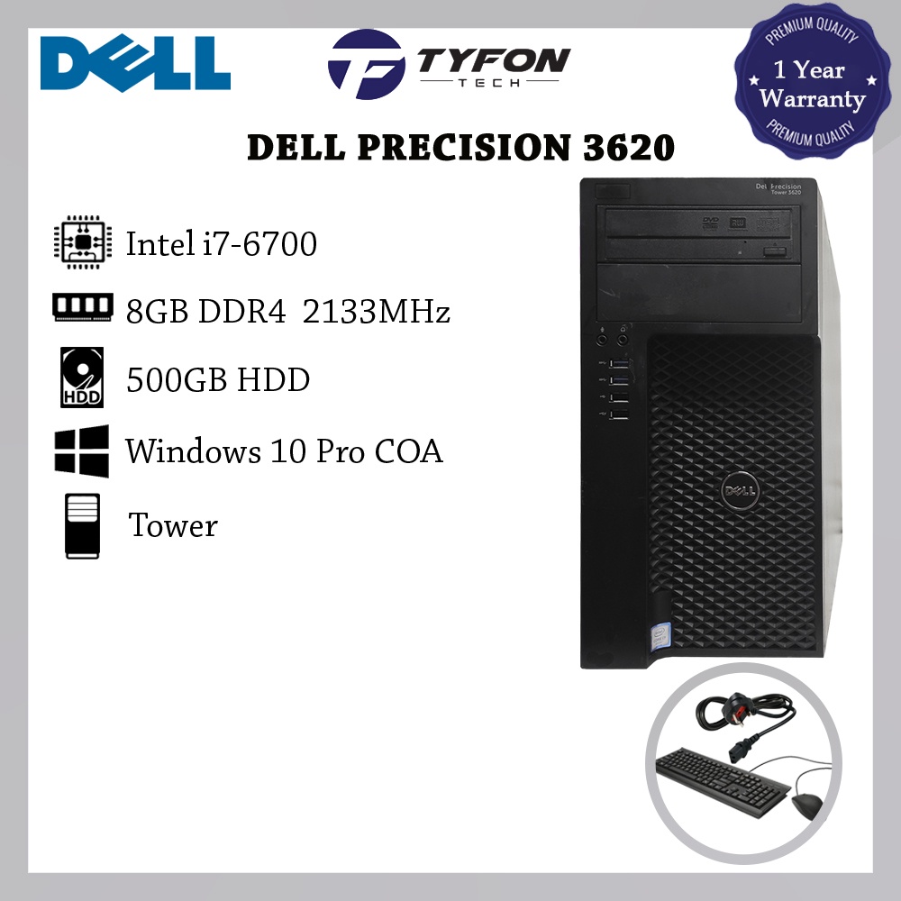Dell Precision Tower 3620 I7-6700 8GB DDR4 RAM 500GB HDD Win 10 Pro Desktop PC Computer ...