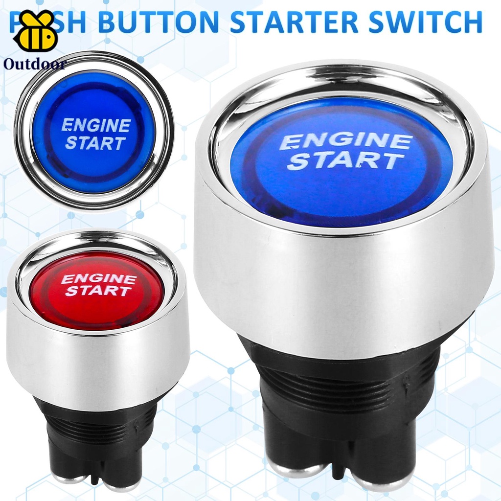 12V 50A Push Button Switch Mini Round Momentary Push Button Switches with LED Light Engine Start ...