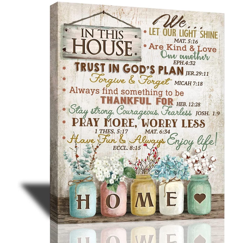 Rustic Farmhouse Wall Art In This House Inspirational Quotes Wall Decor ...