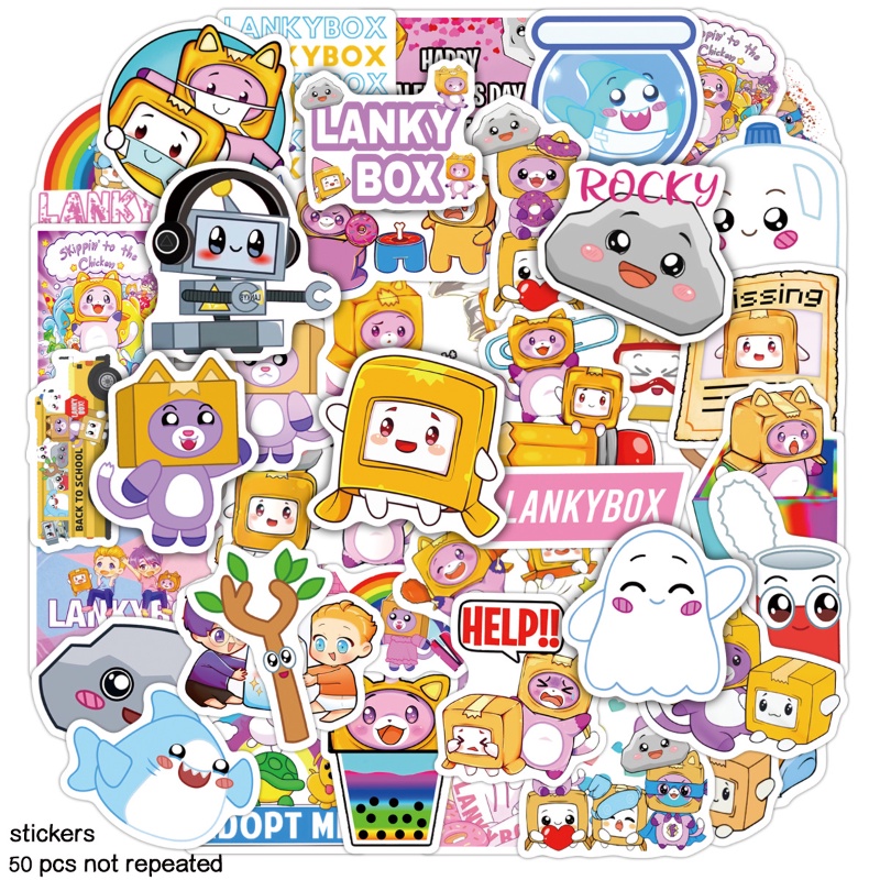 Lankybox Stickers 52Pcs/Set Japanese Anime Waterproof Stickers Decal ...