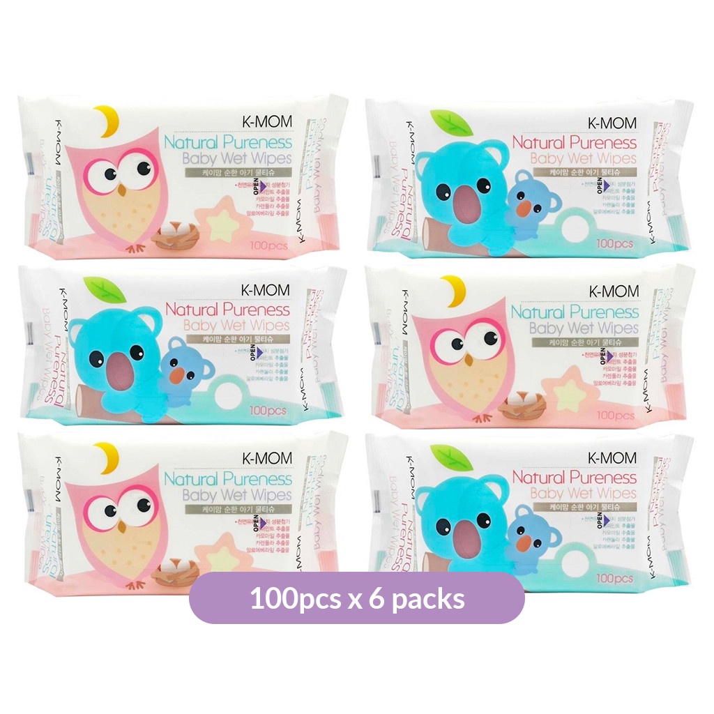 [Hayllo] K-MOM Natural Pureness Wet Wipes - Basic (100pcs x 6 Packs ...