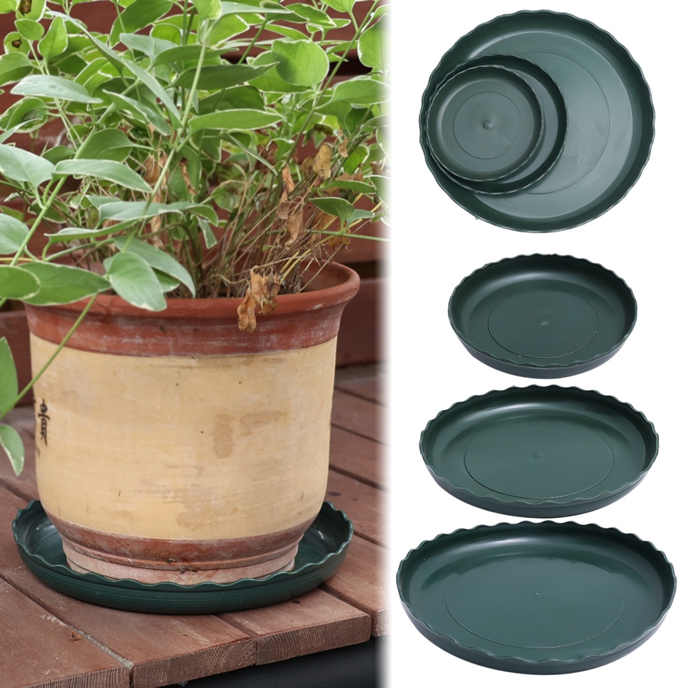 Resin Green Round Flower Pot Tray Plant Saucer Drip Trays Base Saucers ...