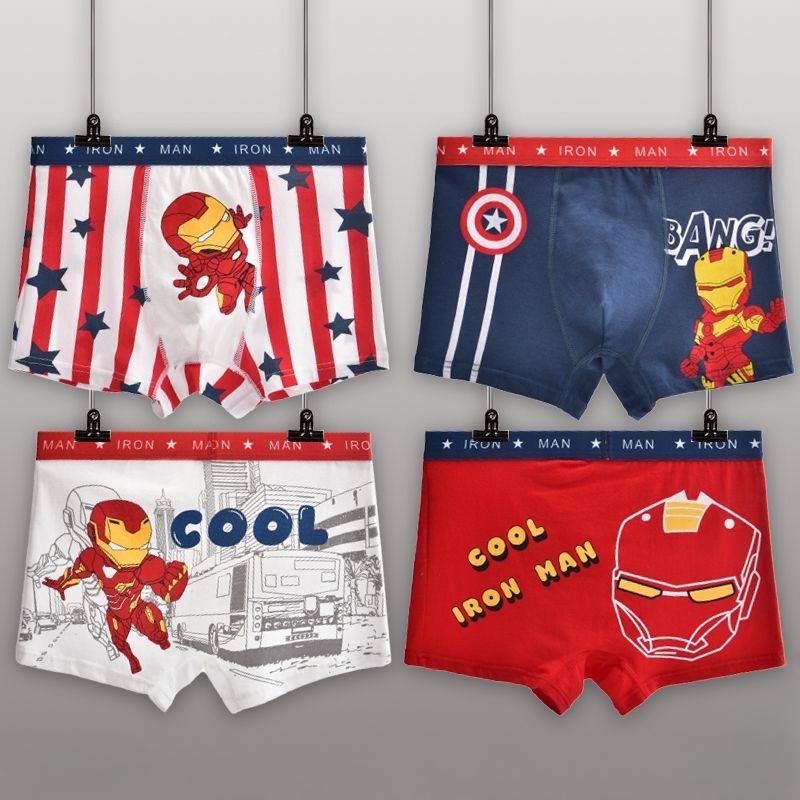 4 Pcs/set Boys Underwear Cotton Spiderman Pokemon Pikachu Breathable ...