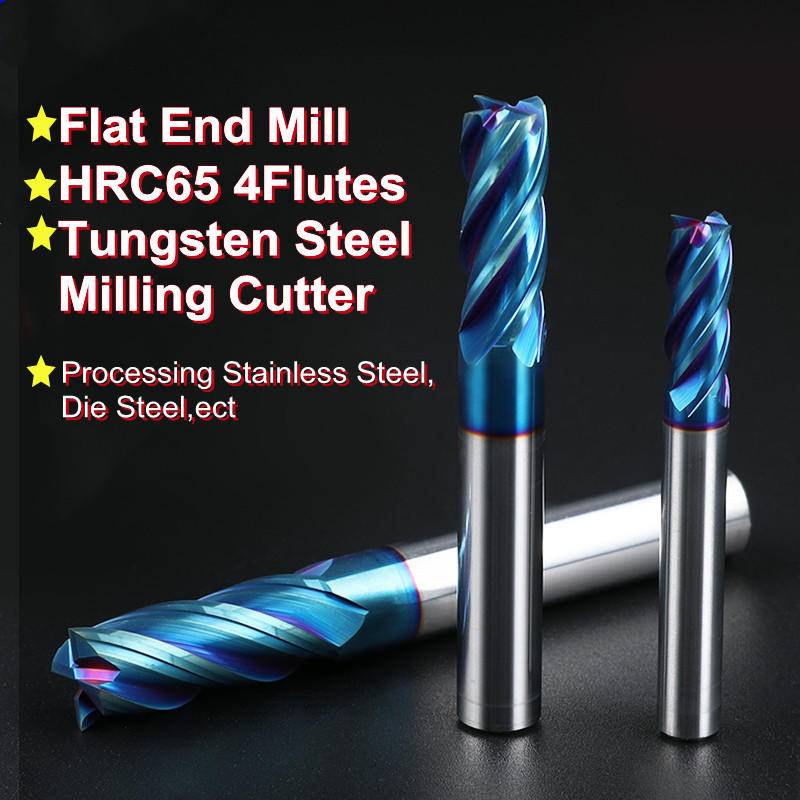 4 Flutes HRC65 Carbide Flat End Mill CNC Cutting tools Alloy Carbide ...