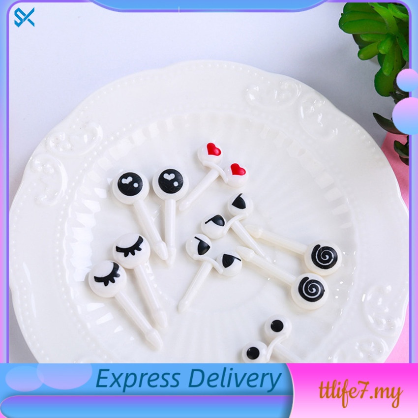 10Pcs/Set Mini Skewers Cute Cartoon Eyes Kawaii Lunch Bento Box Food ...
