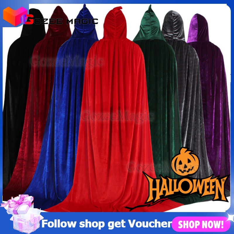 Adult Long Cloak Halloween Vampire Cosplay Costume Masquerade Hooded ...