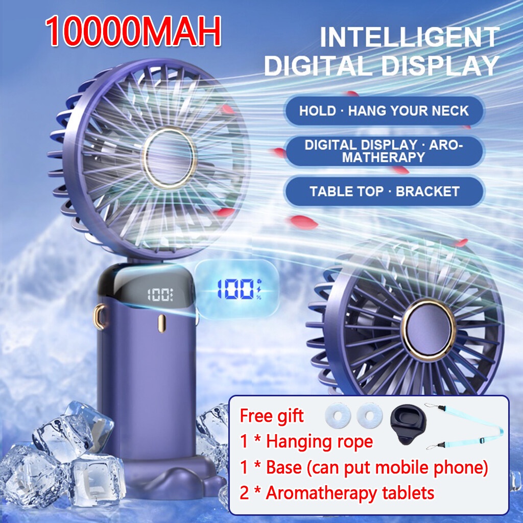 10000mAh Mini Fan USB Rechargeable Mini Fan Adjustable Cooling Fan ...