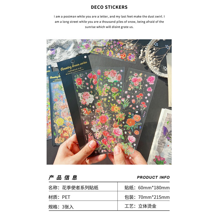 ENWEI 3 Sheets [Floral Messenger Series] Vintage Plant Journal Stickers ...