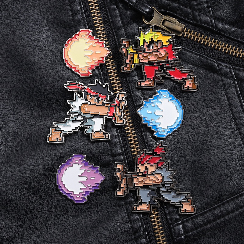 Classic Retro Fighting Game Enamel Pin Brooches Cool Pixel Brooch ...