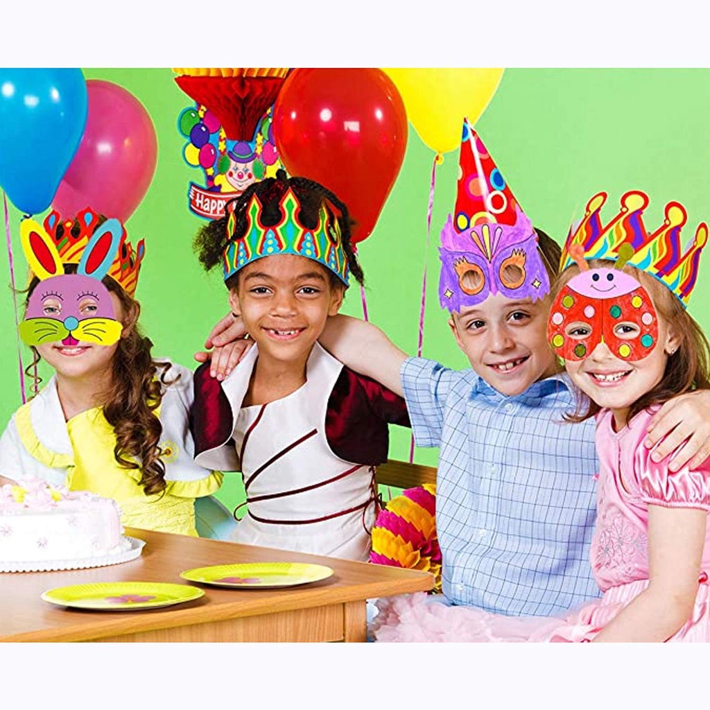 Kids DIY Face Mask Painting Colouring Art Seni Door Gift School Topeng ...