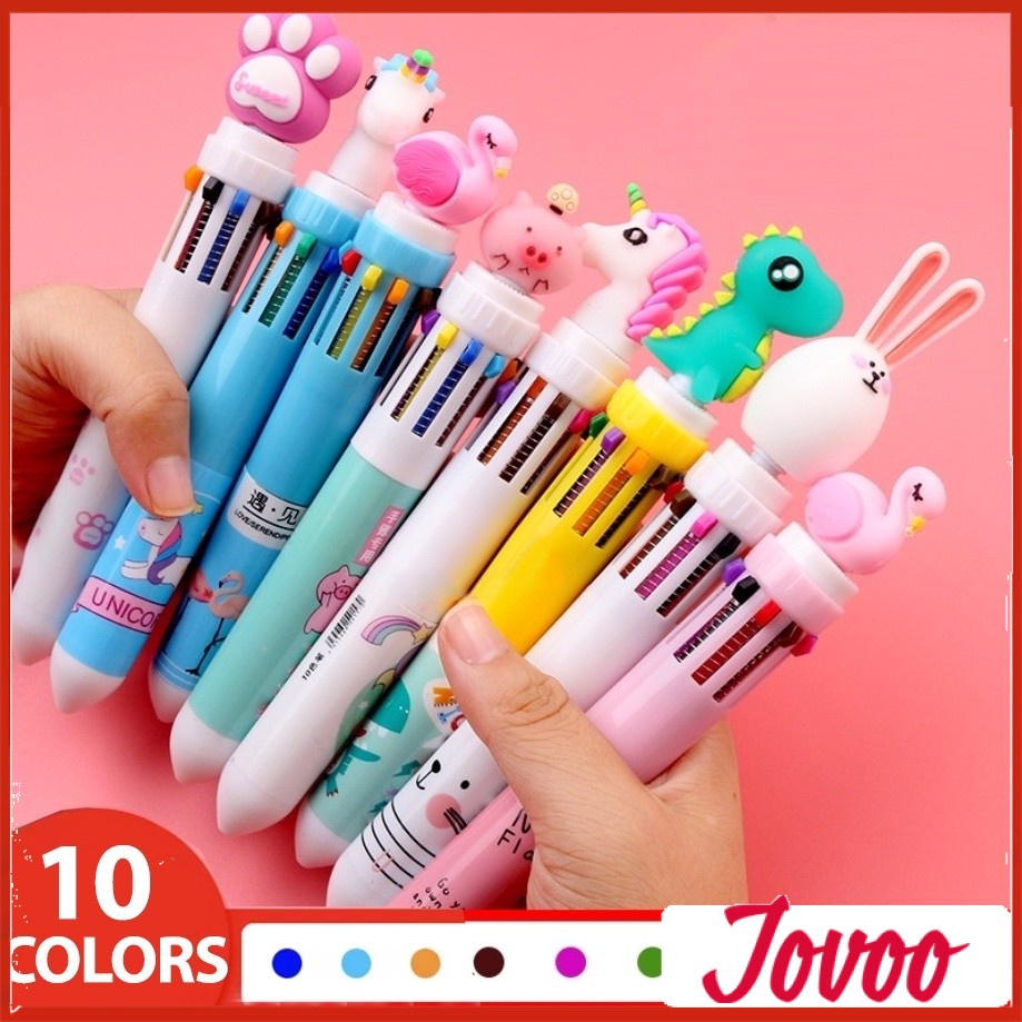 Pen Comel 10in1 Cartoon Pen 10 color Retractable Unicorn Dinosaur ten ...