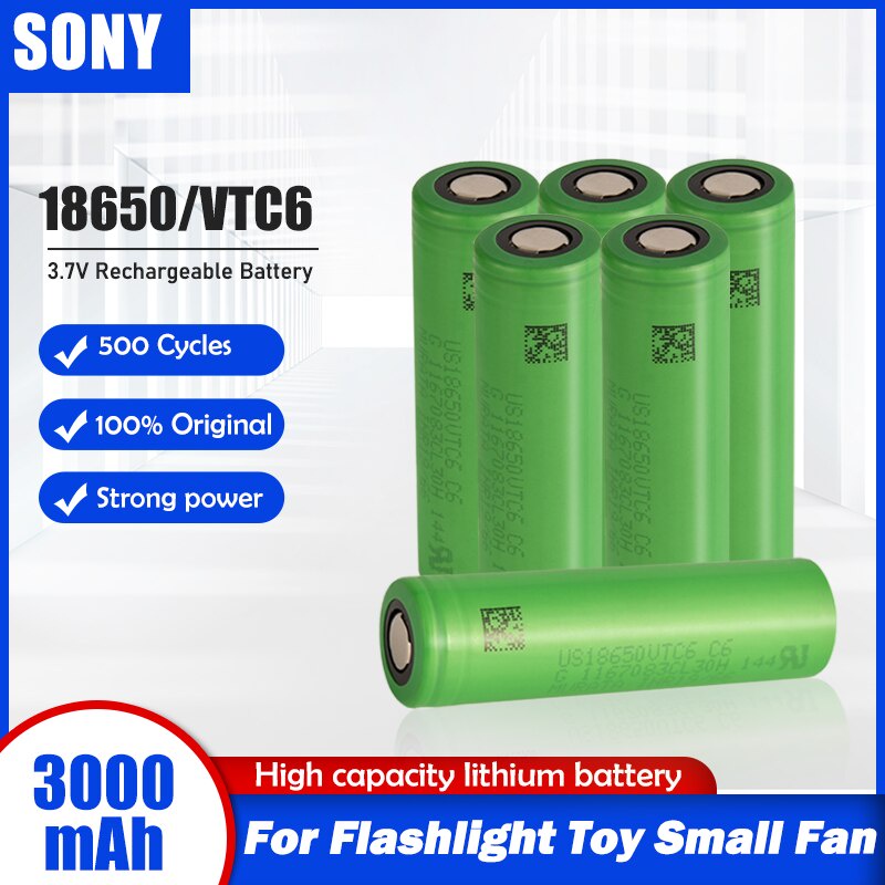 Sony 18650 VTC6 3000mAh 3.7V Discharge Lithium Rechargeable Battery For ...