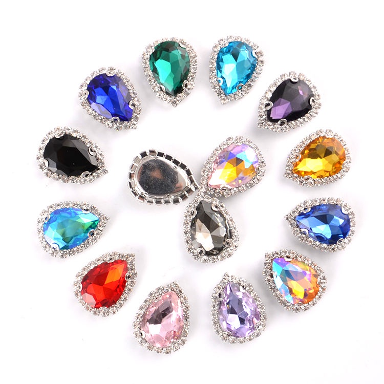 High Quality 10*14mm Drop Shape Crystal Rhinestone With Gold/Silver ...