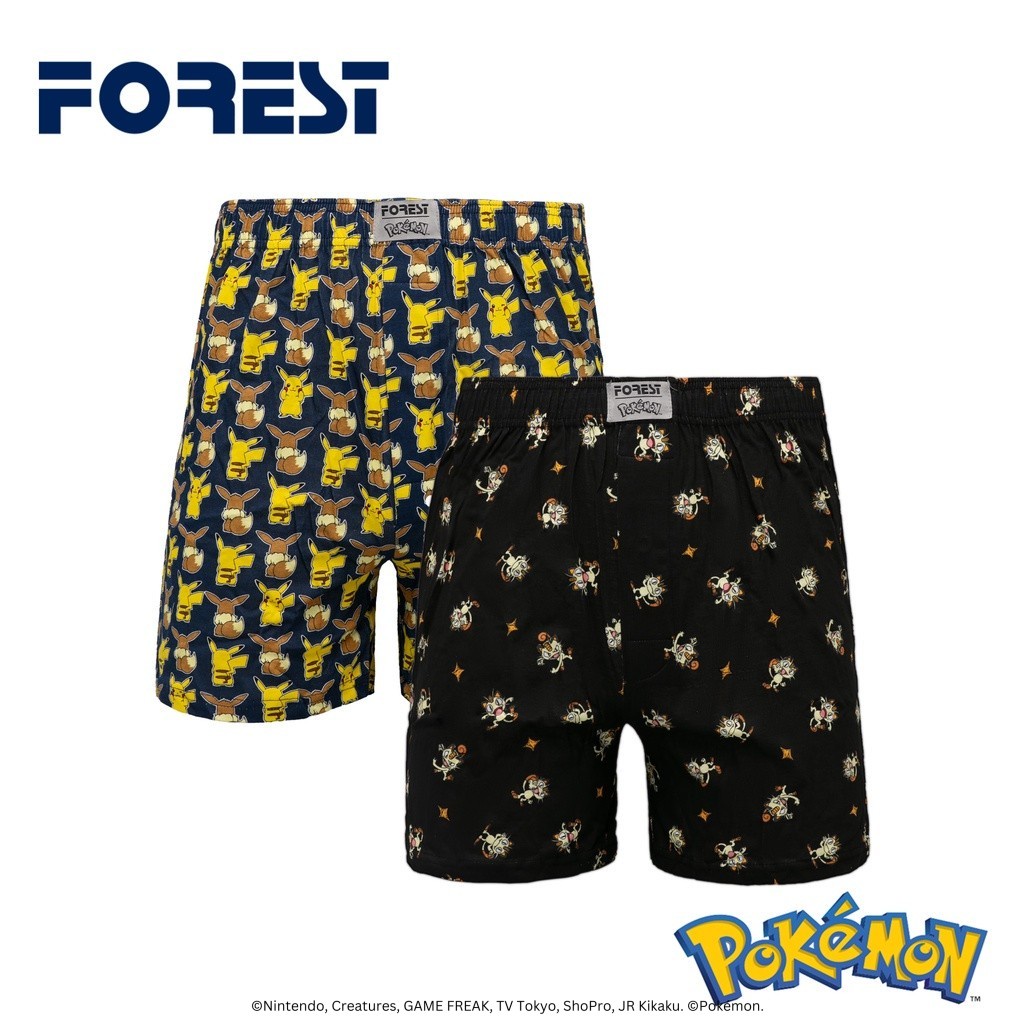 (2 Pcs) Pokémon Mens 100% Cotton Boxer Short Underwear Assorted Colours ...