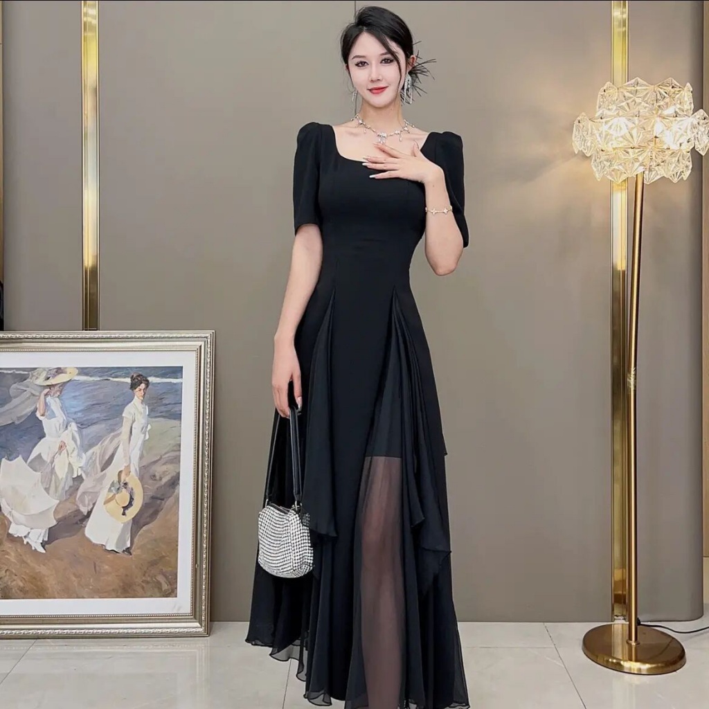 40-100kg dress大码胖MM网纱拼接连衣裙新款时尚气质设计感小众修身显瘦长款裙子fat bigsize oversize | Shopee Malaysia