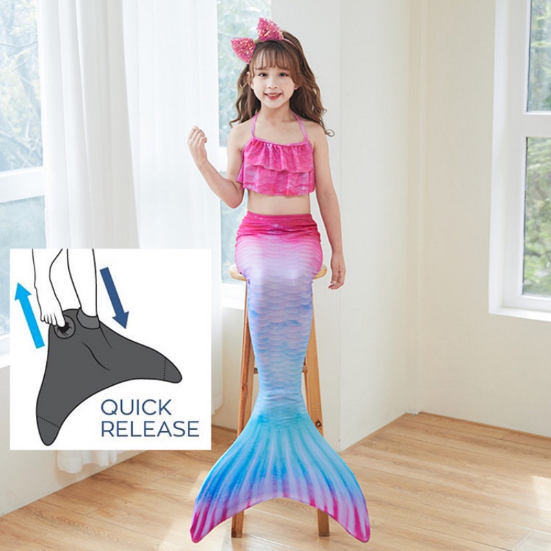 Girls Little Mermaid Tail with Monofin Fin Children Swimsuit Kids ...