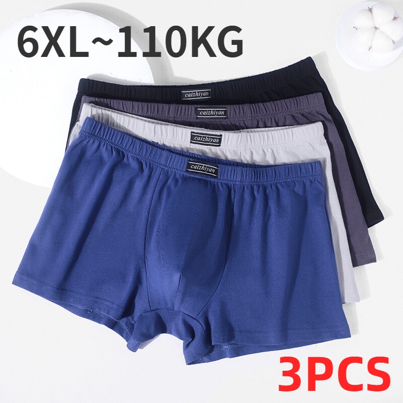 3PCS/Pack Plus Size 6XL Oversized Pure Cotton Underwear for Men Loose ...
