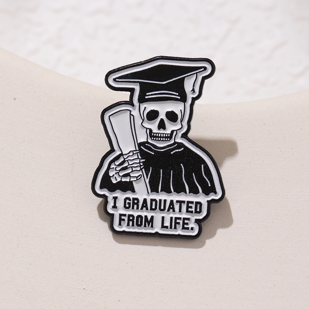 Punk Skeleton Graduate Enamel Pin Spooky Ghost Brooch Lapel Badges ...