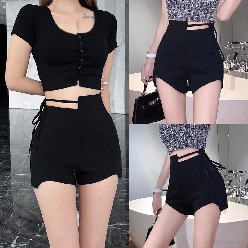 Women's Shorts Versatile Design Sense Strap Short Pants Women's Slim ...