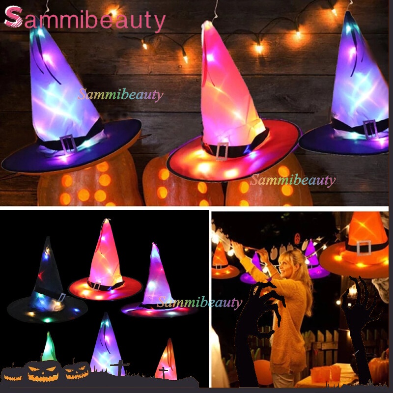 Halloween Glowing Witch Hat Cosplay Costume with LED Light-up Wizard ...