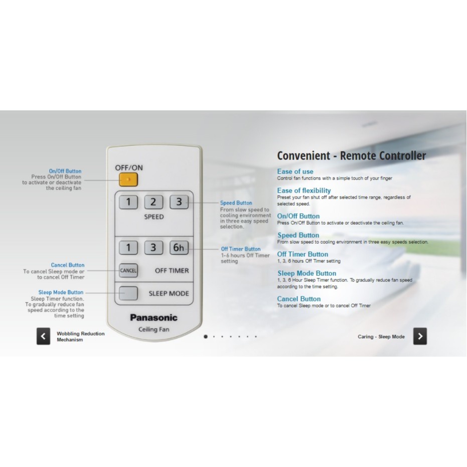 Panasonic Ceiling Fan Remote Control(Original)F-M14D5 / F-M14C5 /F ...