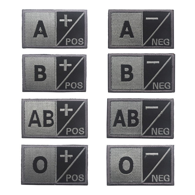 Blood Type Patch Tactical Patches A+ B+ AB+ O+ POS NEG Positive Applique for Clothing Hook Loop ...